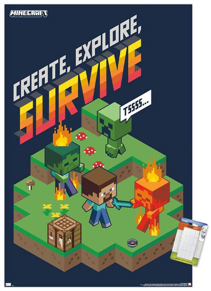 Minecraft - Create, Explore, Survive 2 Wall Poster, 22.375" x 34 ...