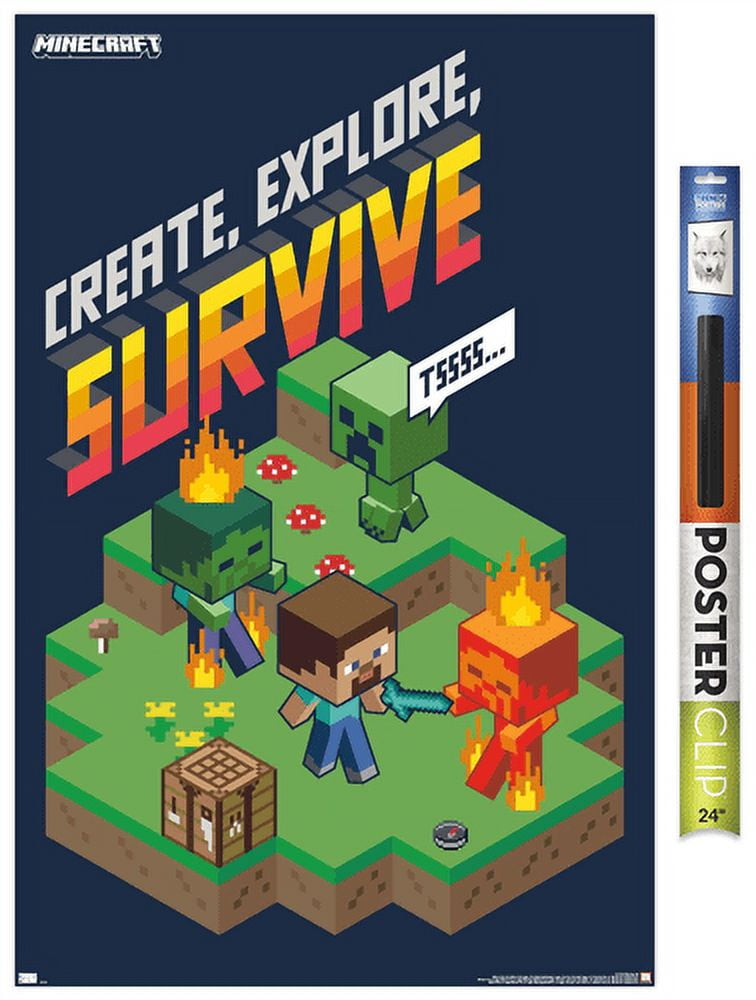 Minecraft - Create, Explore, Survive 2 Wall Poster, 22.375" x 34 ...