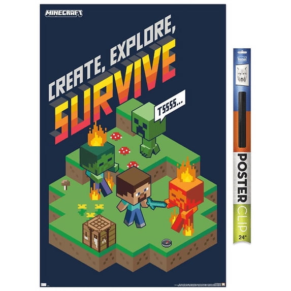 Minecraft - Create, Explore, Survive 2 Wall Poster, 22.375" x 34 ...