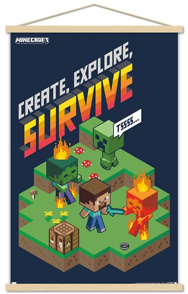 Minecraft - Create, Explore, Survive 2 Wall Poster with Magnetic Frame ...