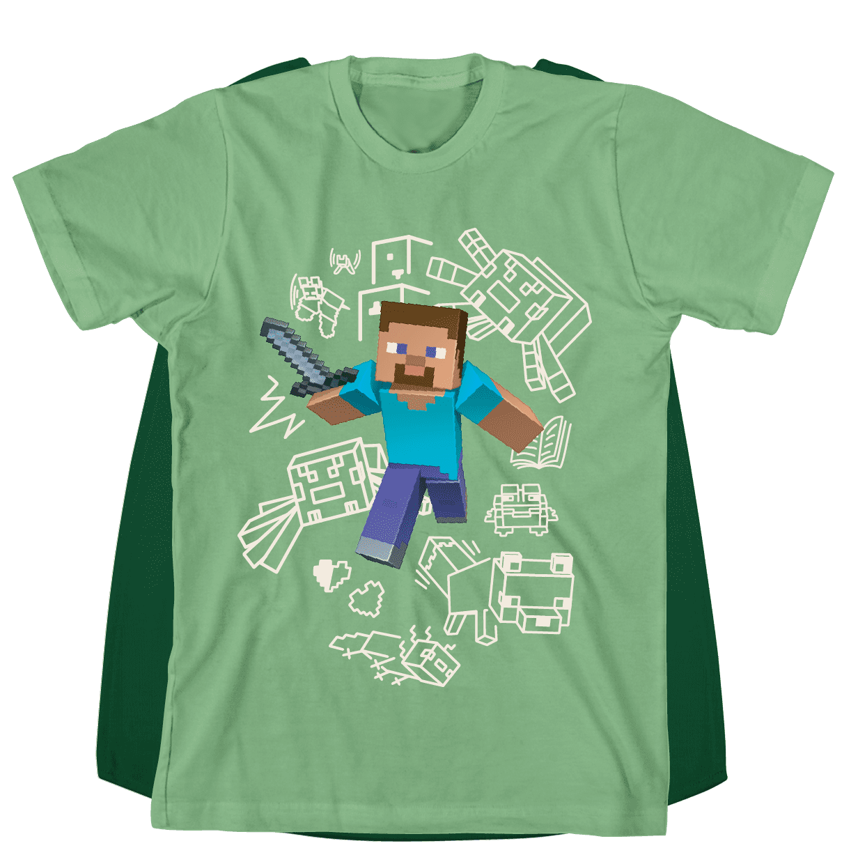 Minecraft Create Explore Survive Youth Green Crew Neck Short Sleeve ...