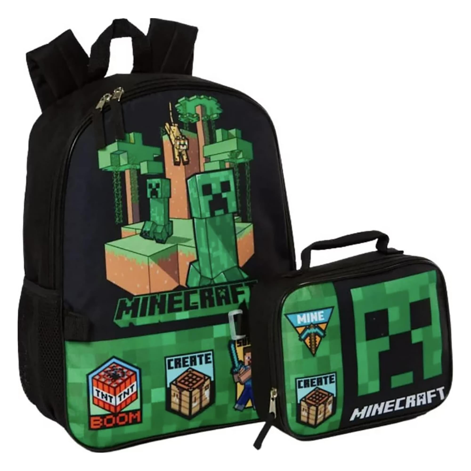 Minecraft Creeper 17 Inch Kids Backpack with Lunch Bag - Walmart.com