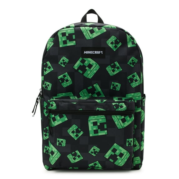 "Minecraft Creeper Book Bag, 17"" Laptop Backpack, Black Green ...