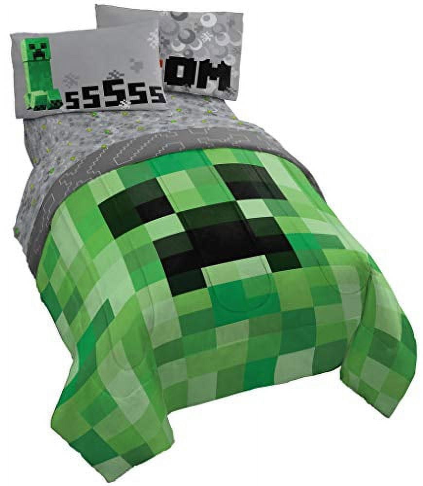Minecraft Creeper Comforter Set, 5 Piece Full Size Bedding, Microfiber ...