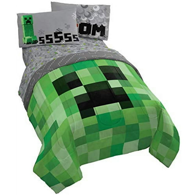 Jay Franco Minecraft Creeper, Full Size Comforter with Sheets, Kids ...