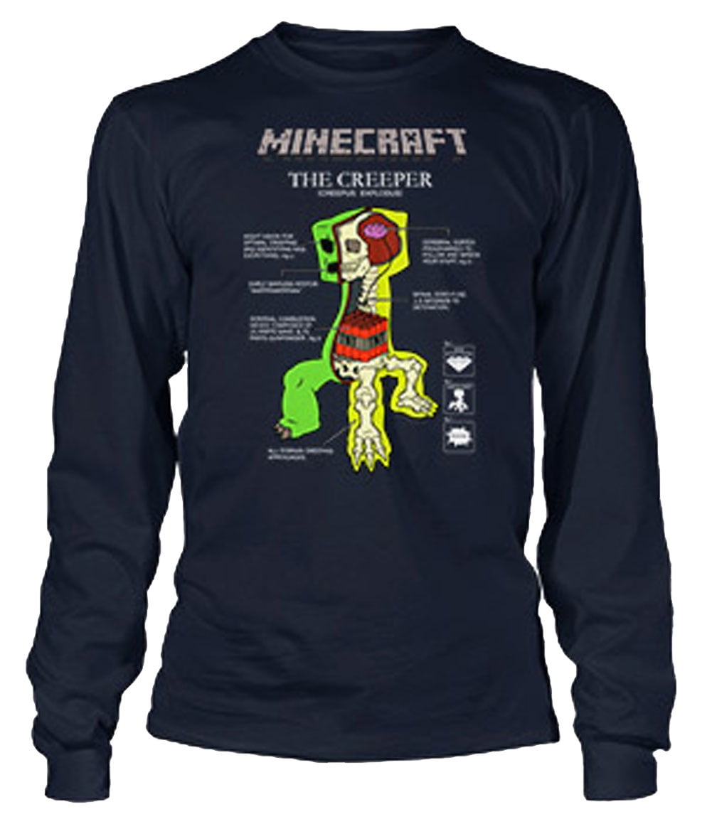 Minecraft Creeper Anatomy Long Sleeve Youth T Shirt - Walmart.com