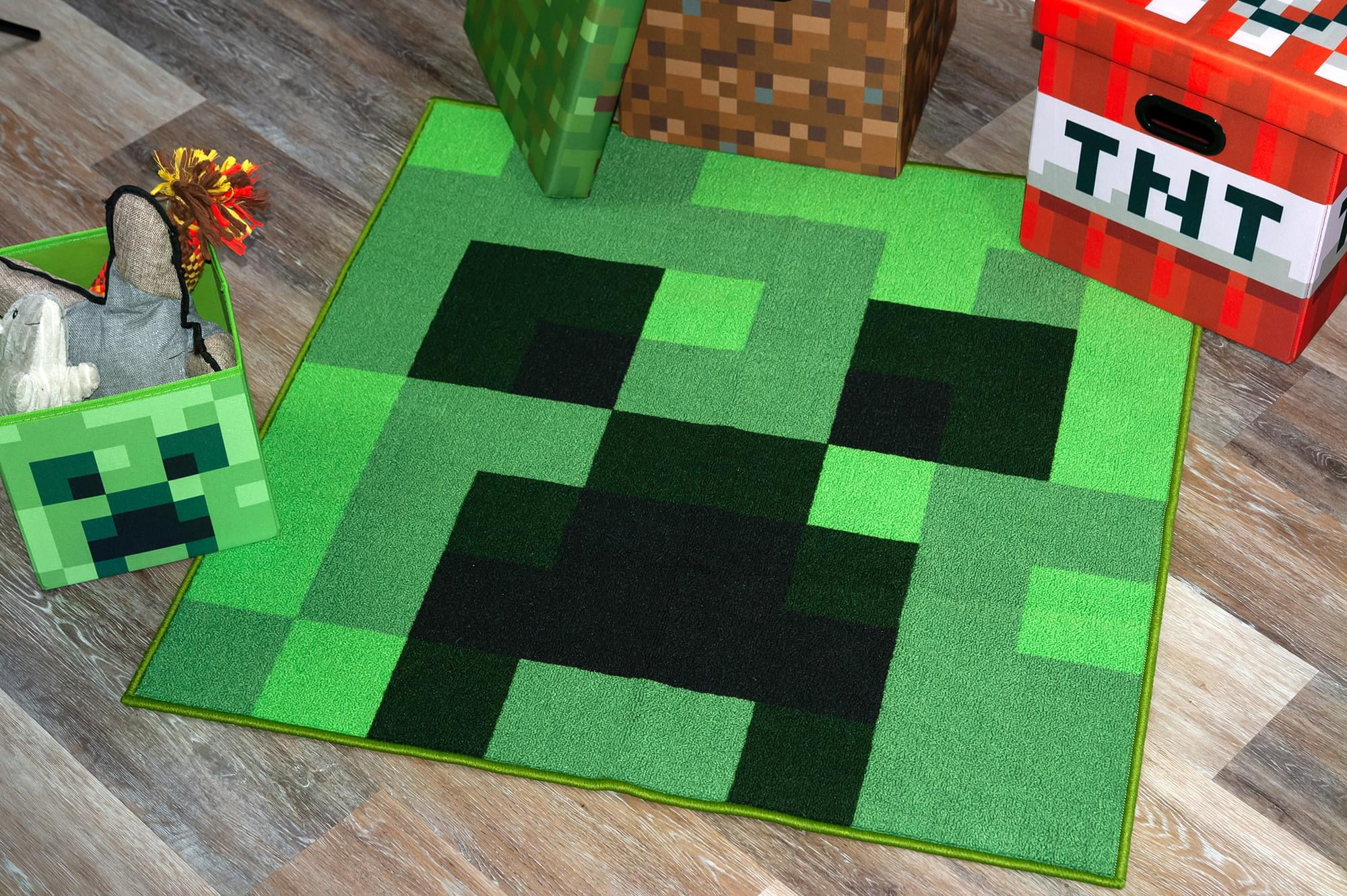 Minecraft Creeper 39-Inch Square Area Rug for Kids Room Decorations and ...