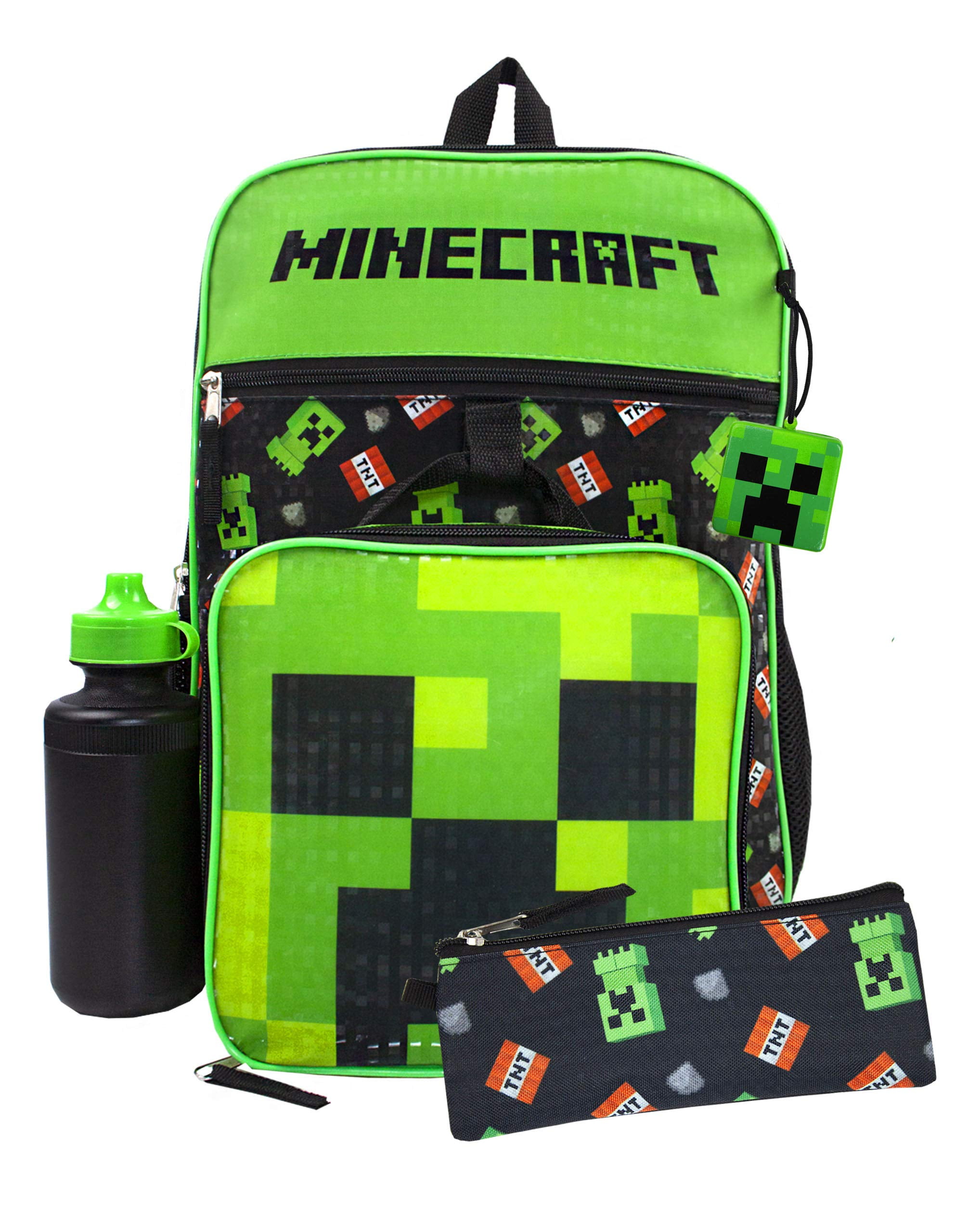 Minecraft Creeper Backpack | Boys Creeper TNT 5 Piece Set | Gamer ...