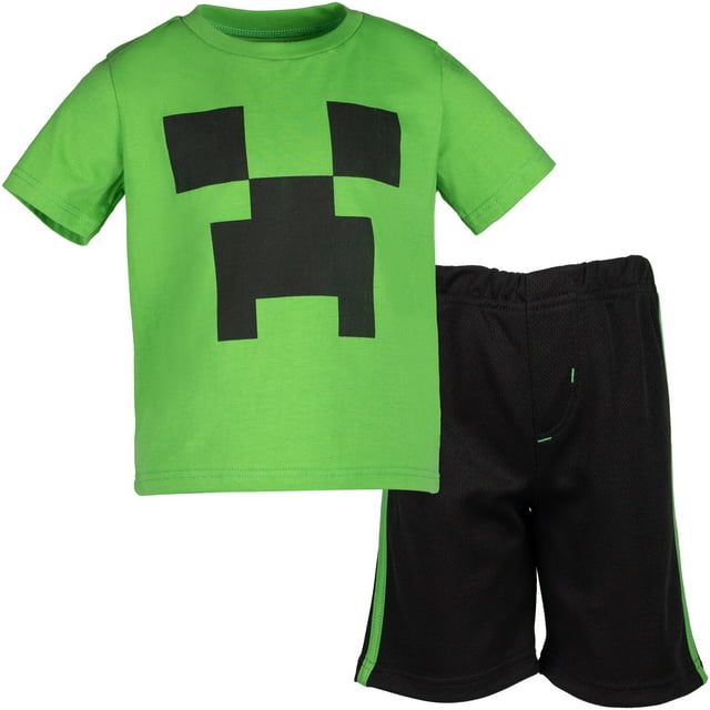 Minecraft Creeper T-Shirt and Mesh Shorts Outfit Set Little Kid to Big ...