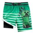 Minecraft Creeper Big Boys UPF 50+ Bathing Suit Swimwear, Green Stripes ...