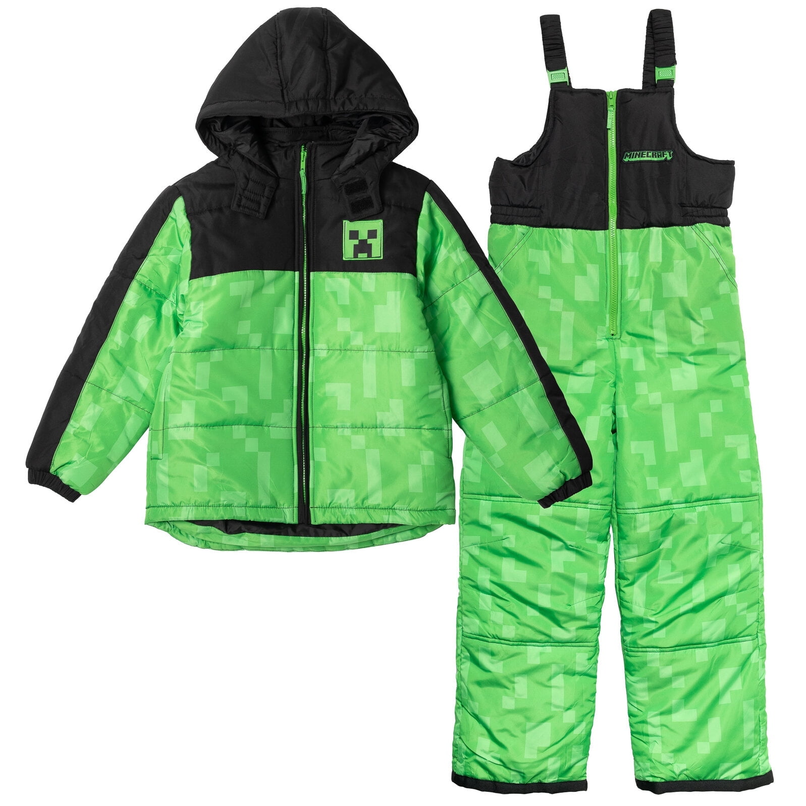 Minecraft Creeper Boys Winter Coat Gear: Zip Up Puffer Jacket & Snow ...
