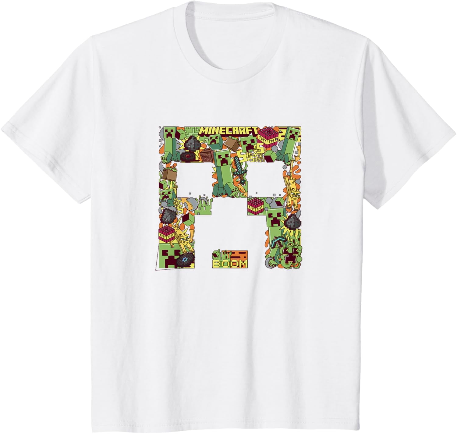 Minecraft Creeper Big Face Collage T-Shirt - Walmart.com