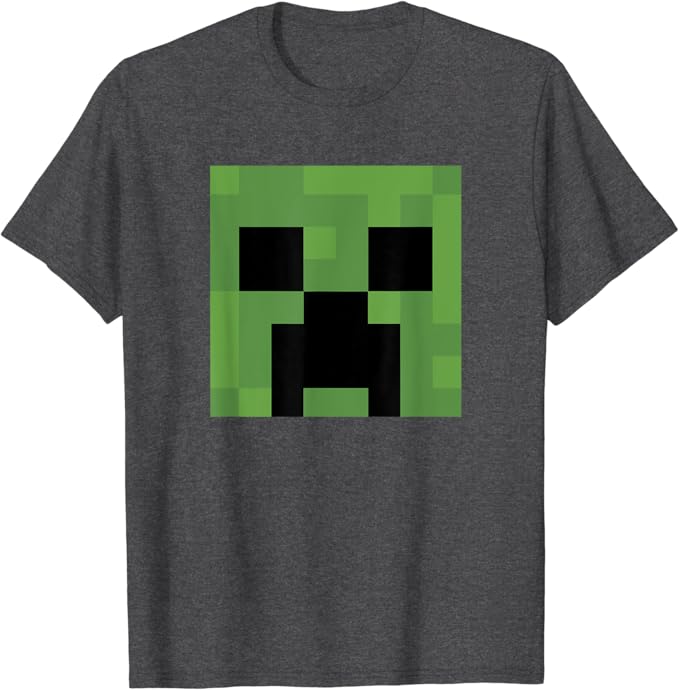 Minecraft Creeper Big Face T-Shirt, Dark Heather Color, Size M ...