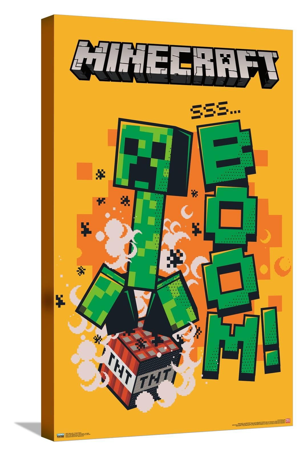 Minecraft - Creeper Boom Canvas Wall Poster, 14.725" x 22.375 ...