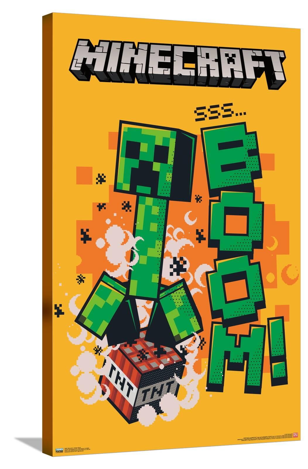 Minecraft - Creeper Boom Canvas Wall Poster, 22.375" x 34" - Walmart.com