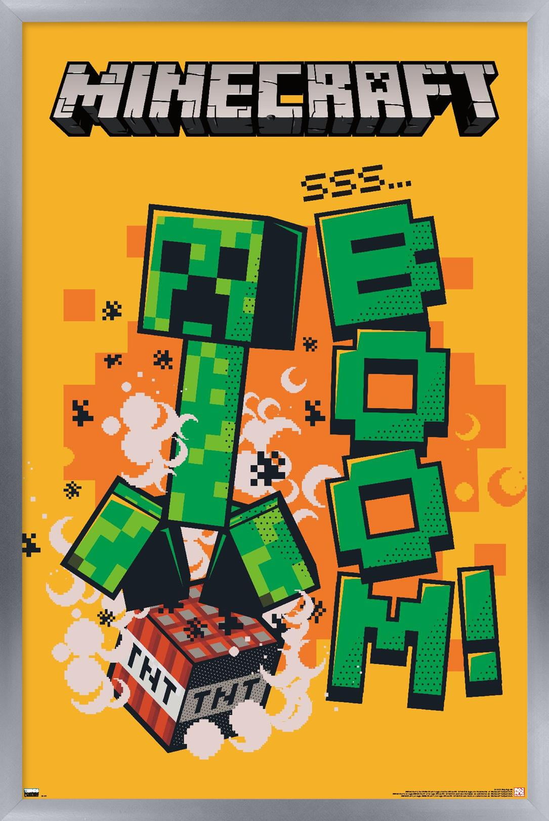 Minecraft - Creeper Boom Wall Poster, 22.375" x 34", Framed - Walmart.com