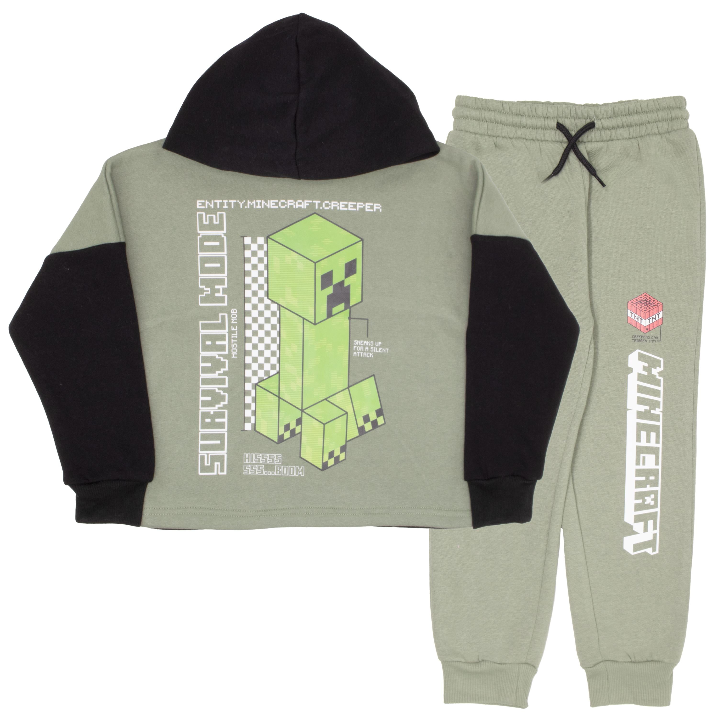 Minecraft Creeper Boy's 2-Piece Pullover Hoodie and Pants Set - Hooded ...