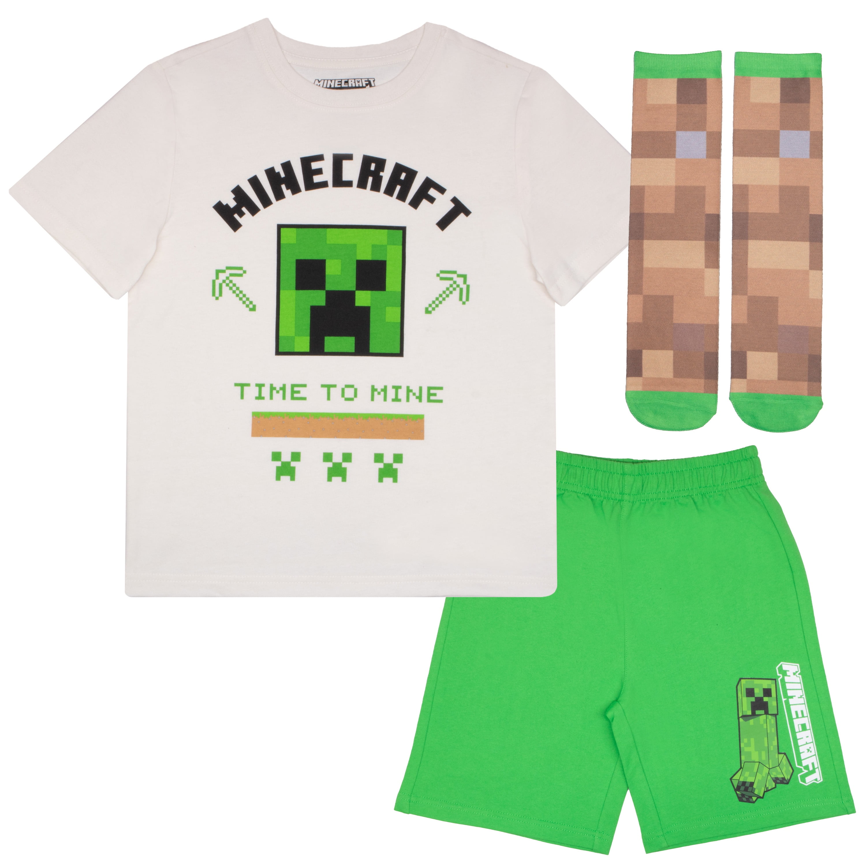 Minecraft Creeper Boys 3-Piece Set - Short Sleeve Graphic T-Shirt ...