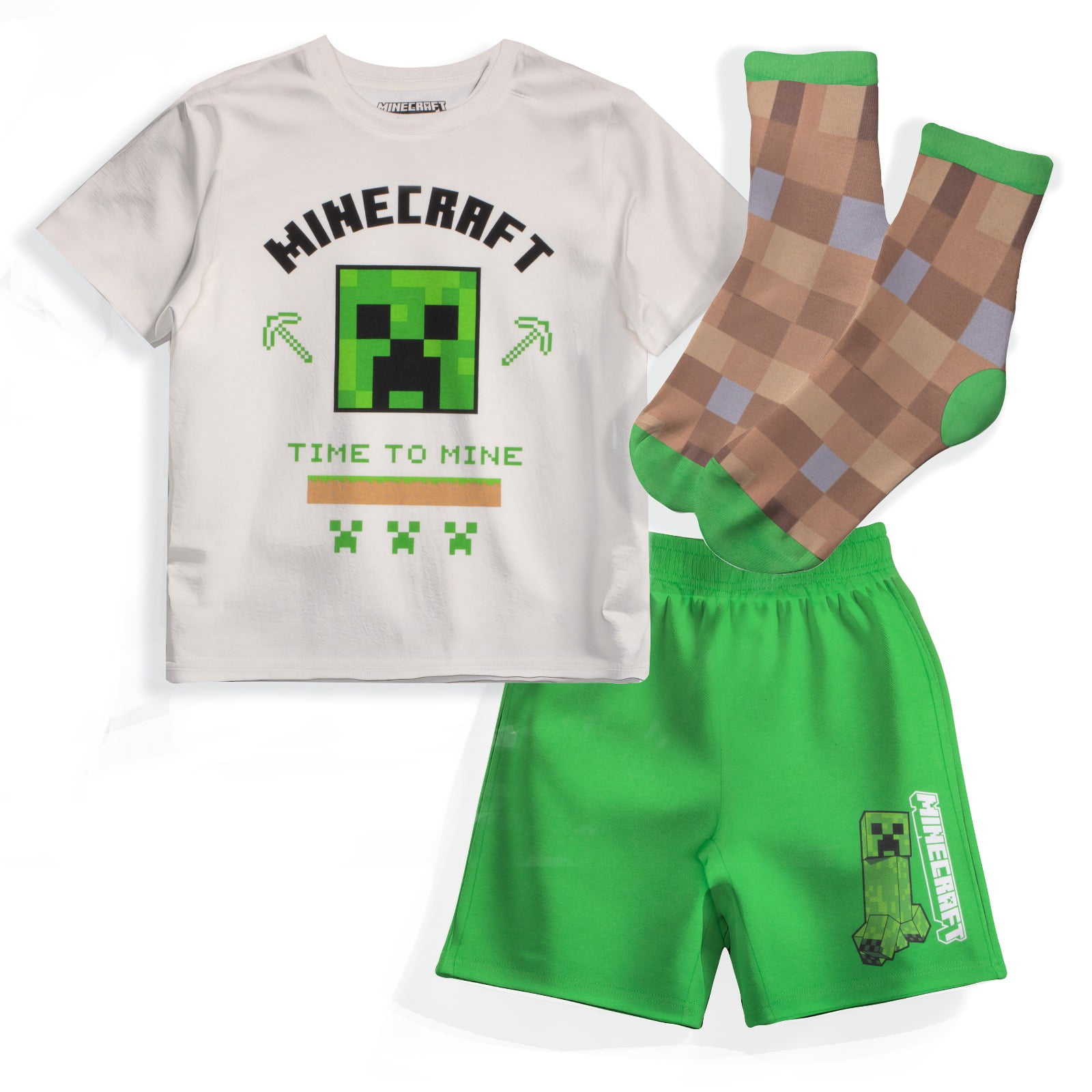 Minecraft Creeper Boys 3-Piece Set - Short Sleeve Graphic T-Shirt ...
