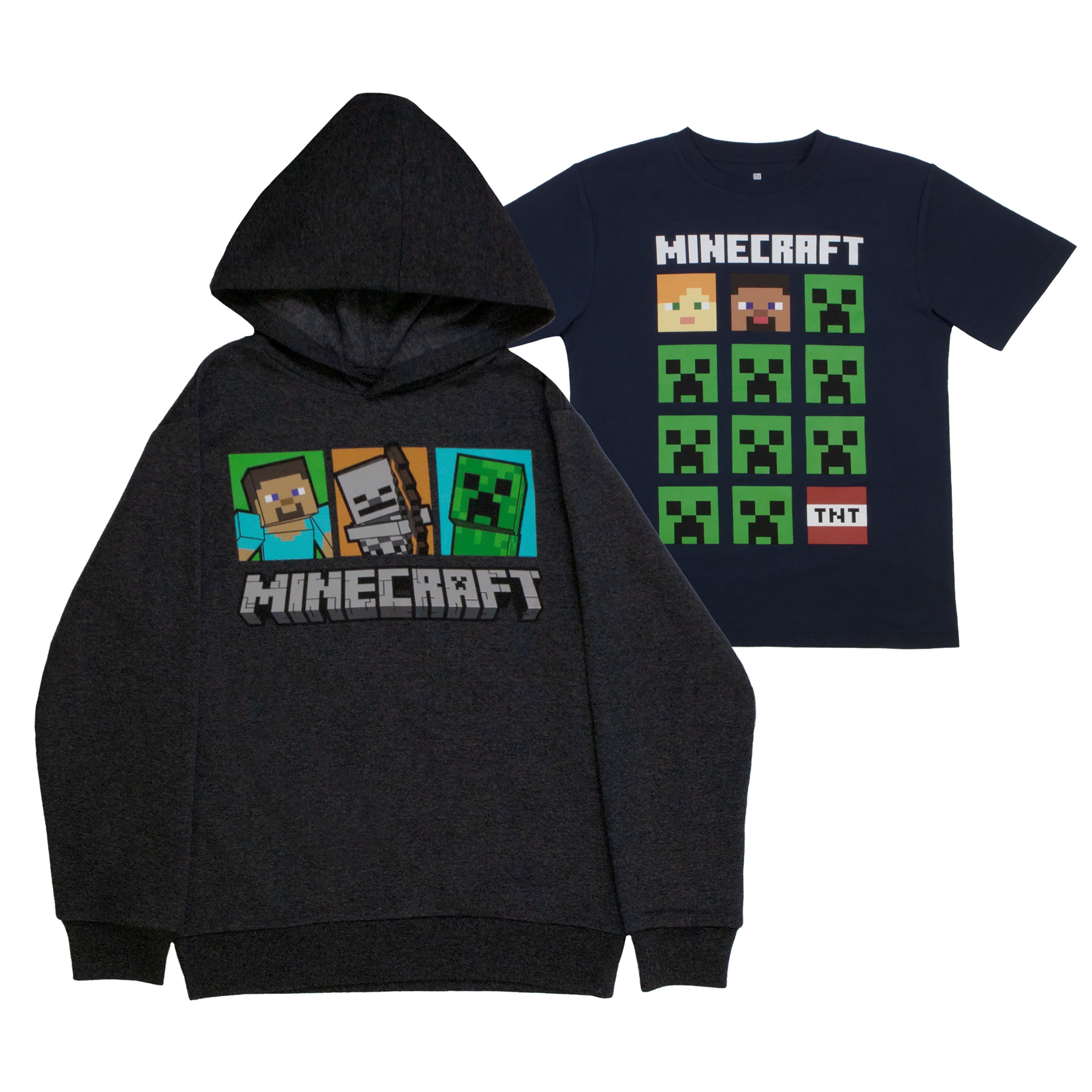 Minecraft Boys Creeper Character Hoodie & TNT Graphic T-Shirt Set ...