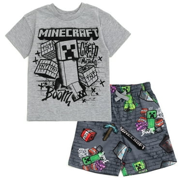 Minecraft Boys Costume Short Set with Black TNT Short and Mincraft Logo ...