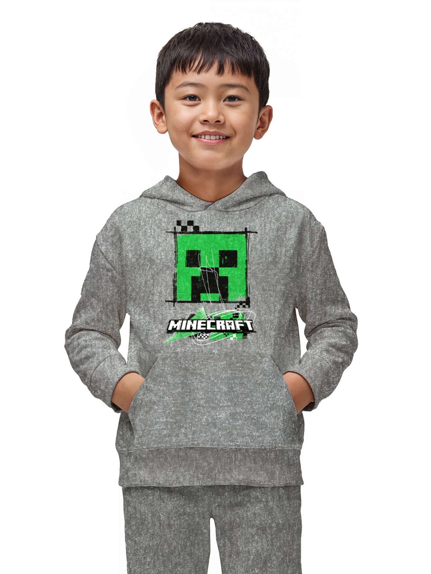 Minecraft Kids Graphic Fleece Hoodie - Creeper Design - Walmart.com