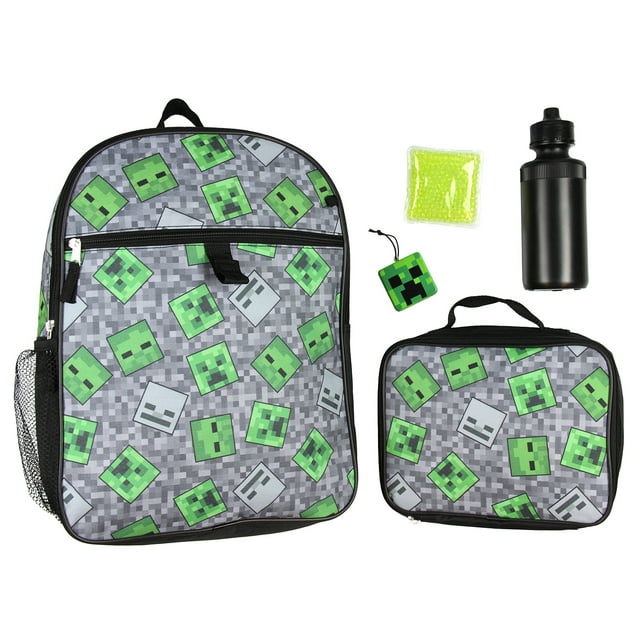 "Minecraft 16"" Kids Backpack & Lunch Box Set with Water Bottle, Video ...