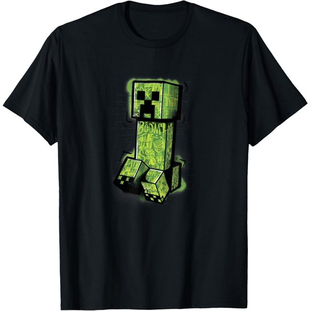 Minecraft Creeper Graffiti Sit T-Shirt - Walmart.com