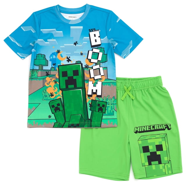 Minecraft Creeper Little Boys T-Shirt and Shorts Outfit Set Little Kid ...