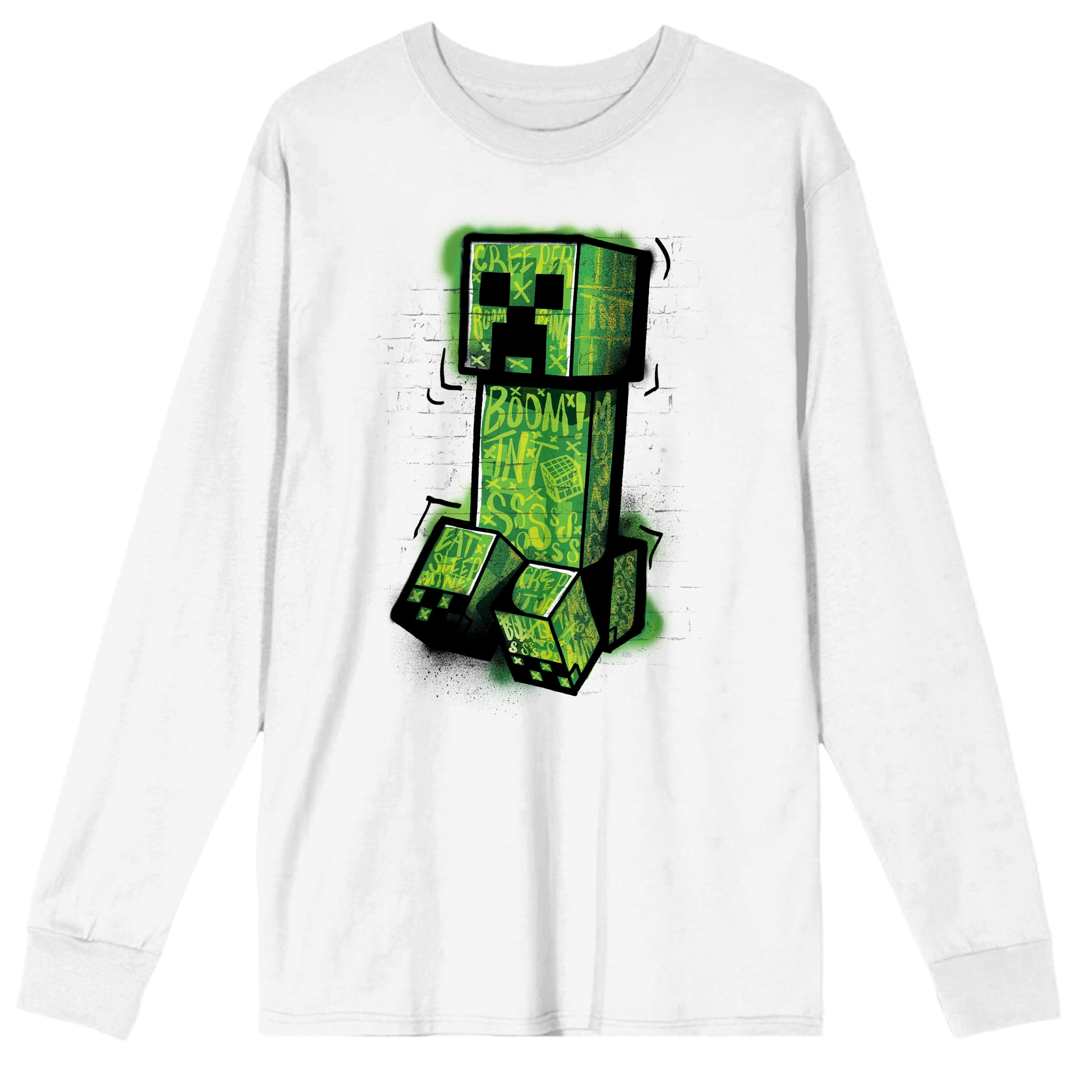 Minecraft Creeper Men's White Long Sleeve Shirt-Large - Walmart.com