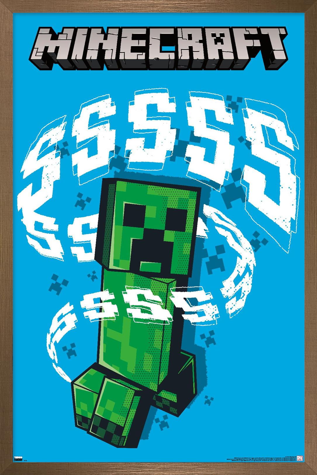 Minecraft - Creeper SSS Wall Poster, 14.725" x 22.375", Framed ...