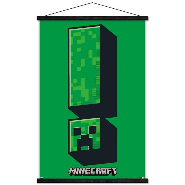 Minecraft - Creeper Symbol Wall Poster with Wooden Magnetic Frame, 22. ...