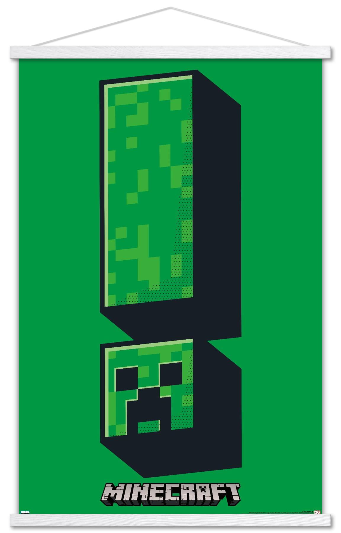 Minecraft - Creeper Symbol Wall Poster with Wooden Magnetic Frame, 22. ...