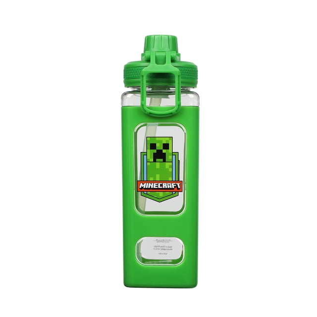 Minecraft Creeper & TNT 24 Oz Square Plastic Water Bottle - Walmart.com