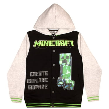 Minecraft Creeper Big Boys Fleece Zip Up Jacket Green 10-12 - Walmart.com