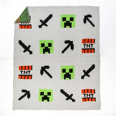 Minecraft TNT Silky Soft Plush Throw Blanket, 46" X 60" Green All-over ...