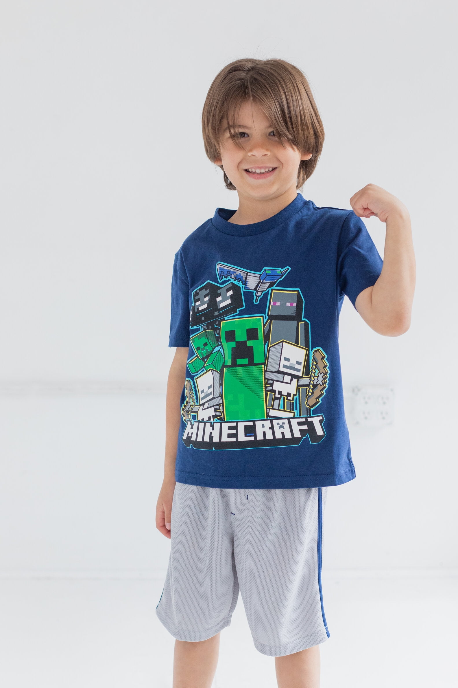Minecraft Creeper Skeleton Zombie Little Boys Athletic Graphic T-Shirt ...