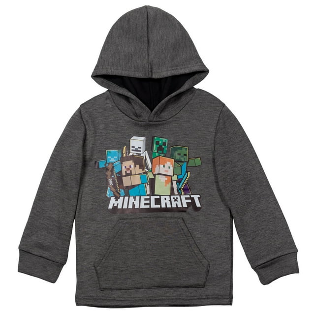 Minecraft Creeper Zombie Steve Big Boys Fleece Pullover Hoodie Little ...