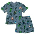 Minecraft Creeper Zombie Steve French Terry T-Shirt and Bike Shorts ...