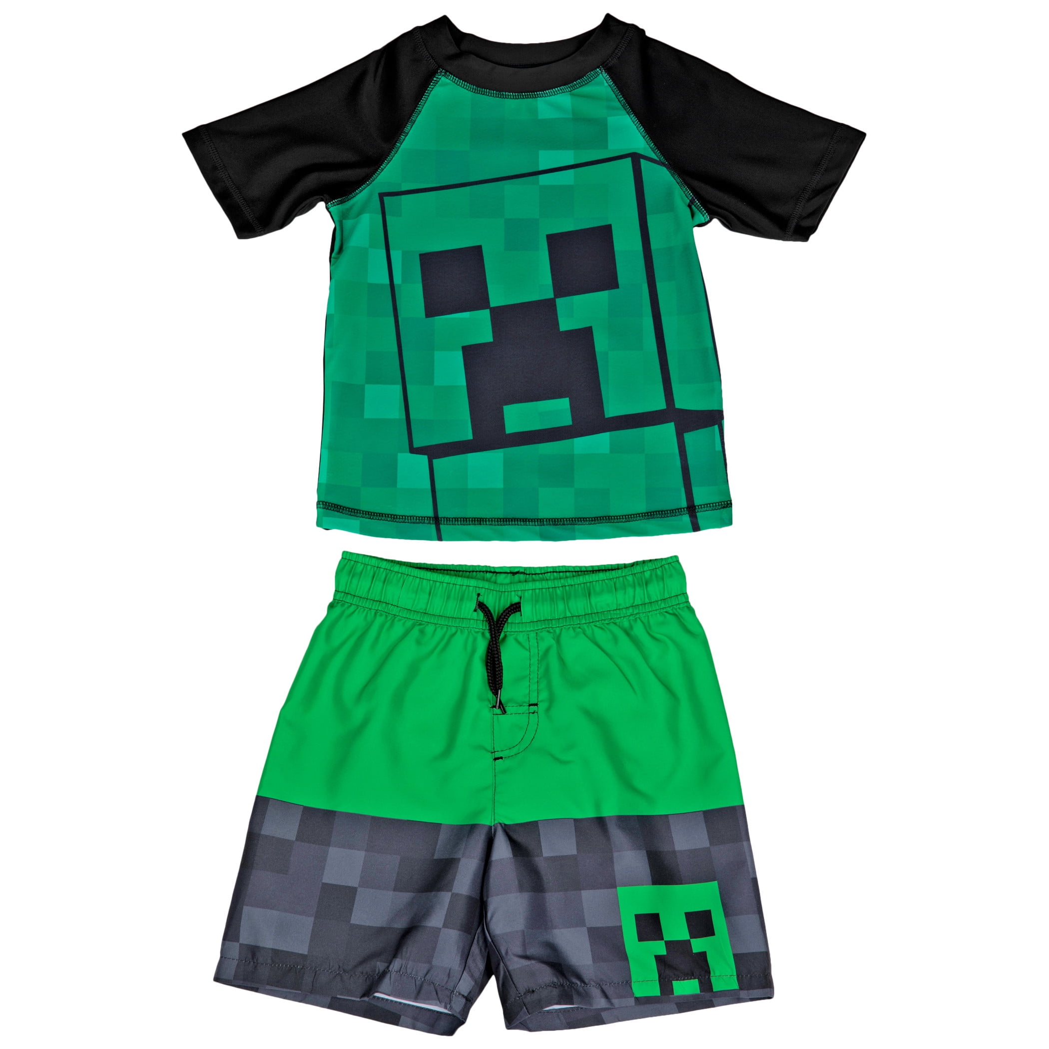 Minecraft Creeper and Symbol Youth Swimshorts and Rashguard Set-Size 4 ...