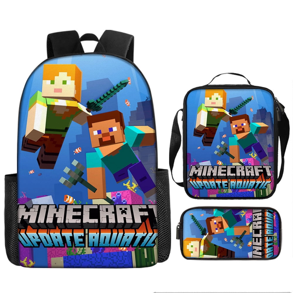 Minecraft Creepers 3-Piece 17"Premium Backpack & Lunch Box Set Pencil ...