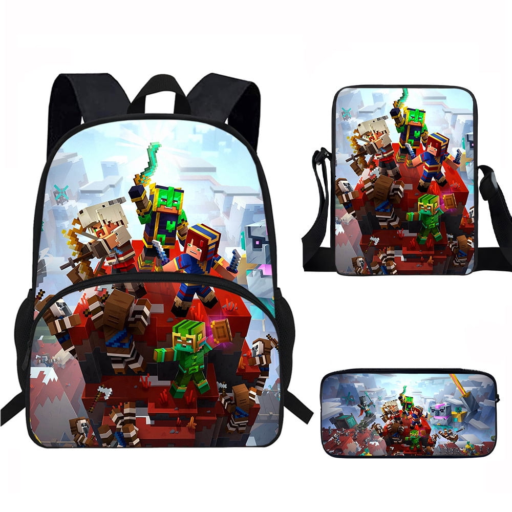 Minecraft Creepers 3-Piece 17"Premium Backpack & Lunch Box Set Pencil ...
