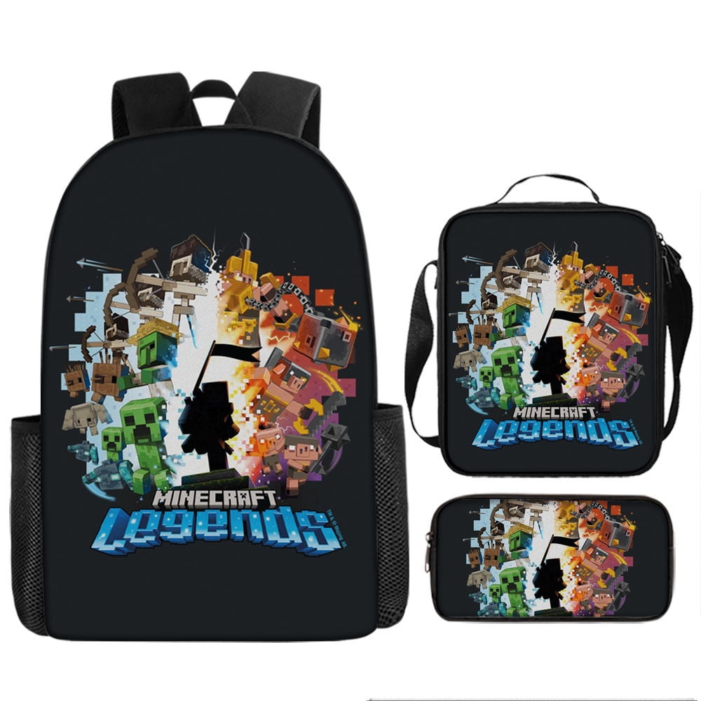 Minecraft Creepers 3-Piece 17"Premium Backpack & Lunch Box Set Pencil ...