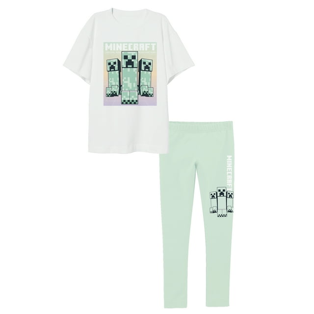 Minecraft Creepers Girl's Short-Sleeve Tee and Leggings 2-Piece Set ...