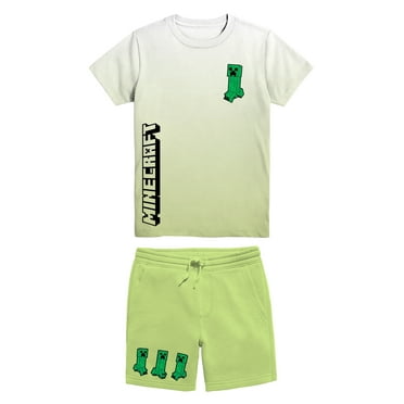 Minecraft Creeper Allover Graphic Boys Short Sleeve T-Shirt & Shorts, 2 ...