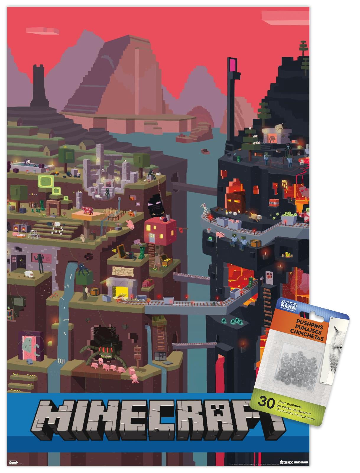 Minecraft - Cube Wall Poster with Push Pins, 14.725" x 22.375 ...