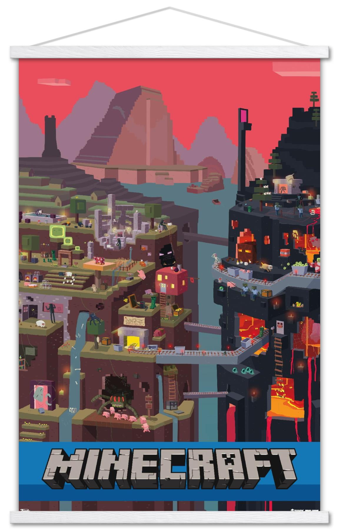 Minecraft - Cube Wall Poster with Wooden Magnetic Frame, 22.375" x 34 ...