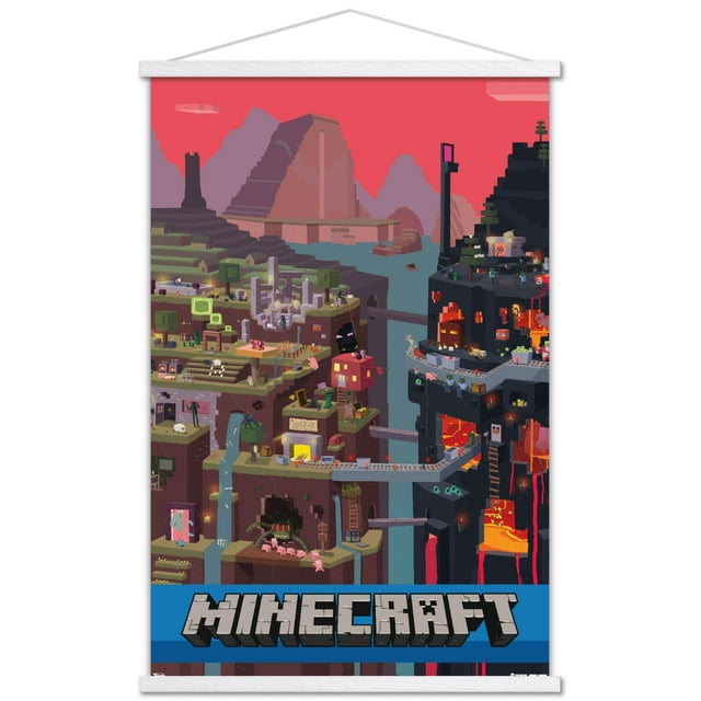 Minecraft - Cube Wall Poster with Wooden Magnetic Frame, 22.375" x 34 ...