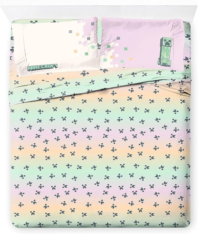 Minecraft Desert Creeper 4 Piece Full Size Bed Sheets Set - Girl Gamer ...