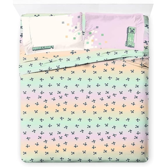 Minecraft Desert Creeper 4 Piece Full Size Bed Sheets Set - Girl Gamer ...